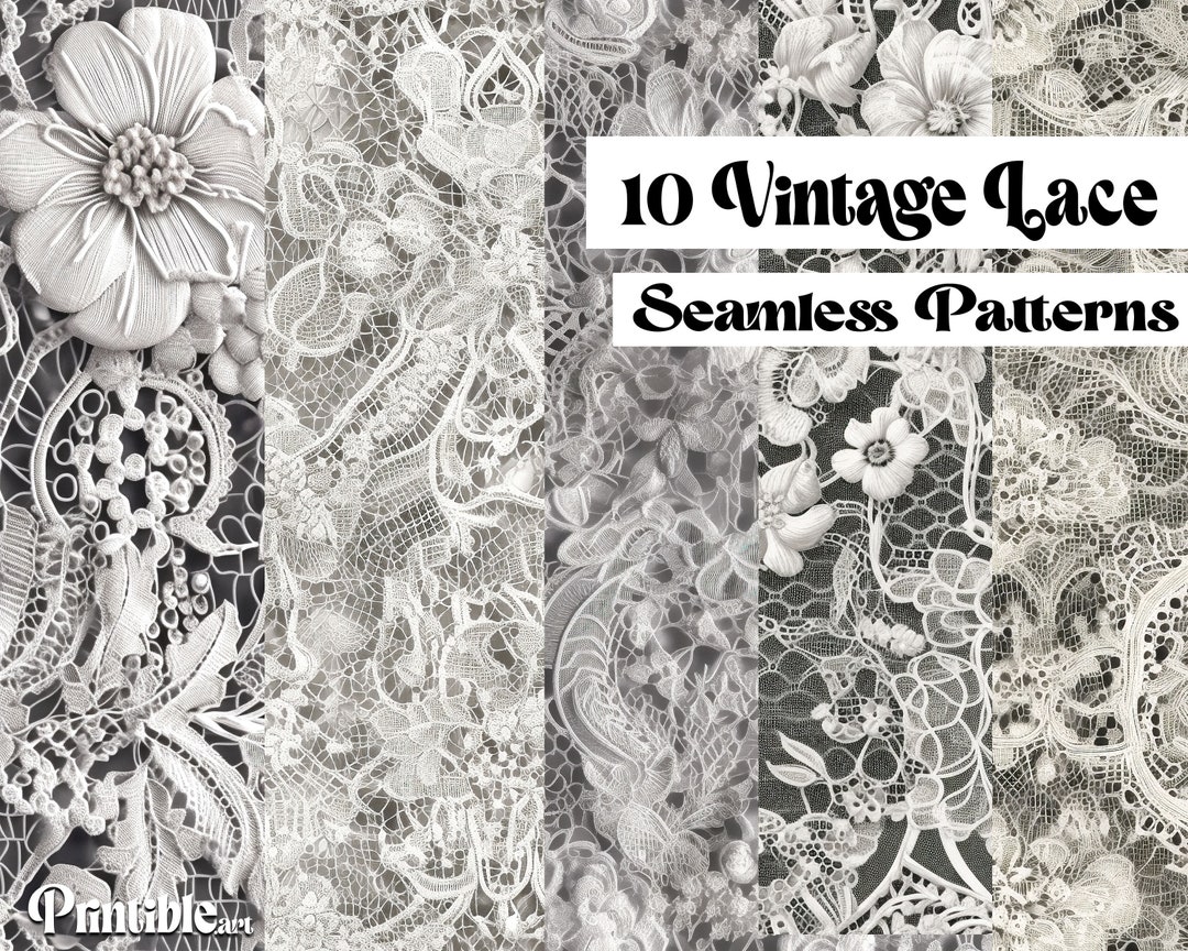 VINTAGE LACE | 10 Seamless Prints, Lace Digital Paper, Lace Repeating ...