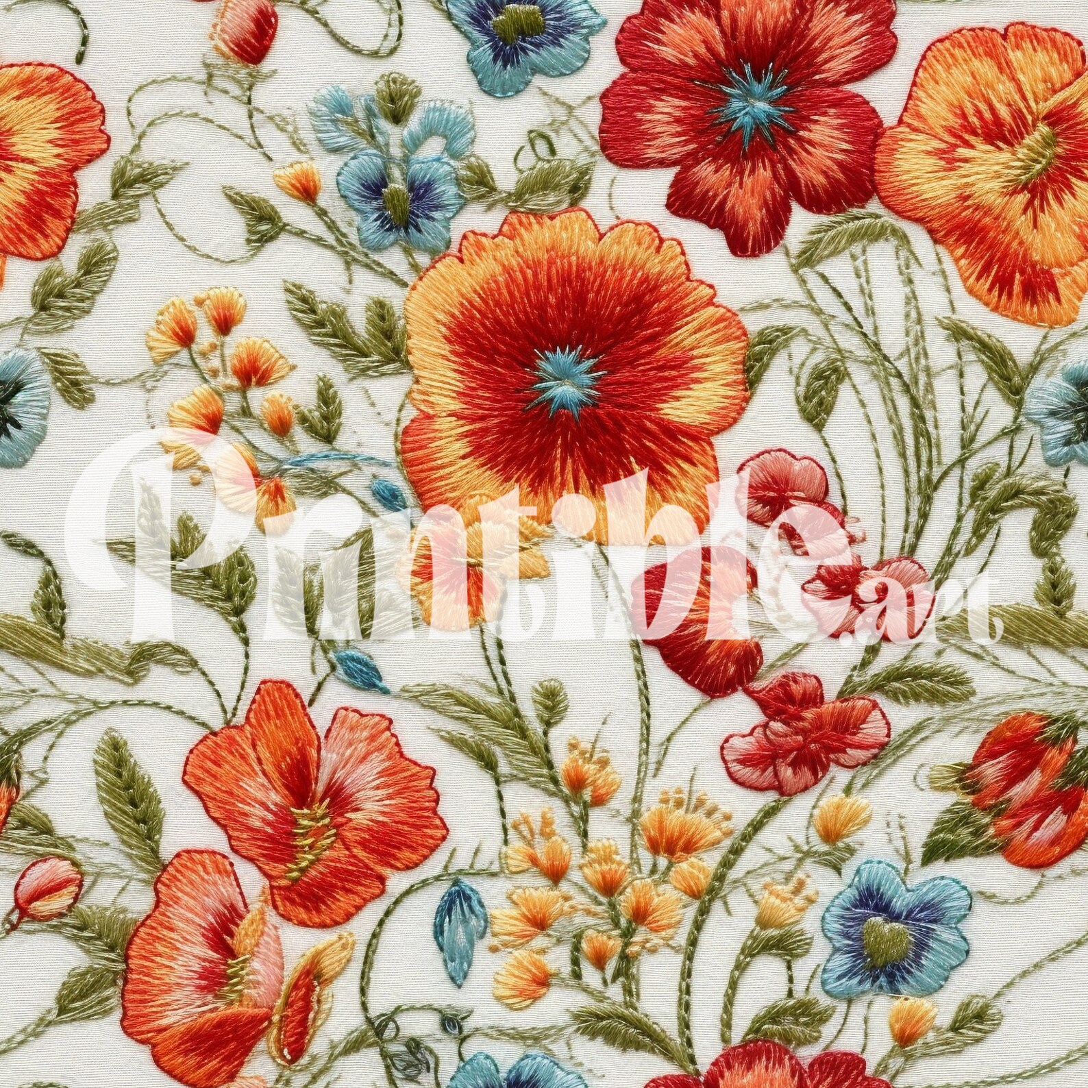FLORAL EMBROIDERY | 10 Seamless Prints, Floral Digital Paper, Flowers ...