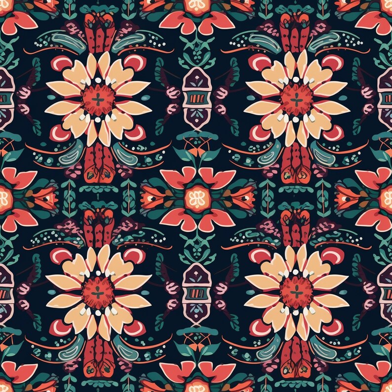 AZTEC FLORAL | 10 Seamless Prints, Flowers Digital Paper, Flowers ...