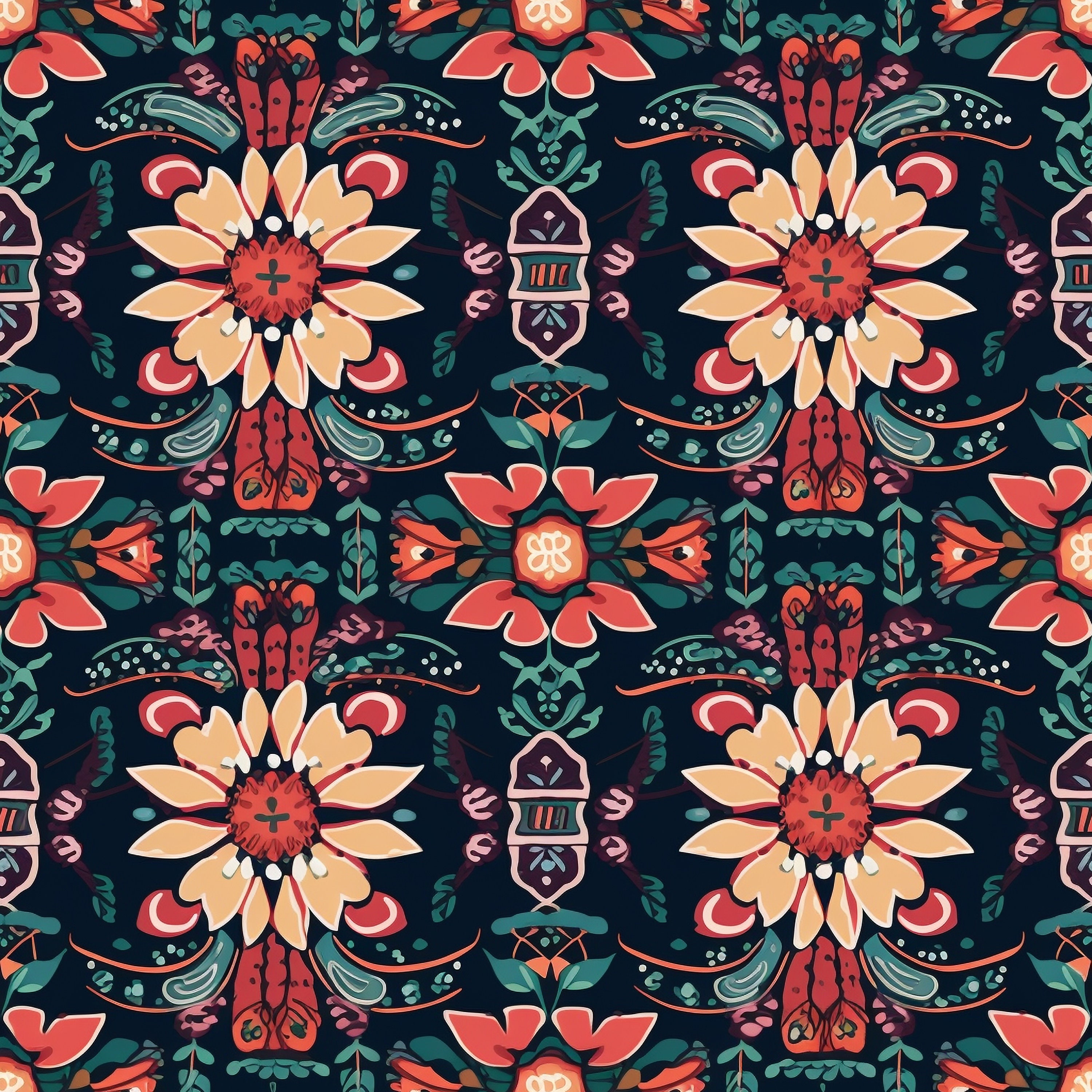 AZTEC FLORAL | 10 Seamless Prints, Flowers Digital Paper, Flowers ...