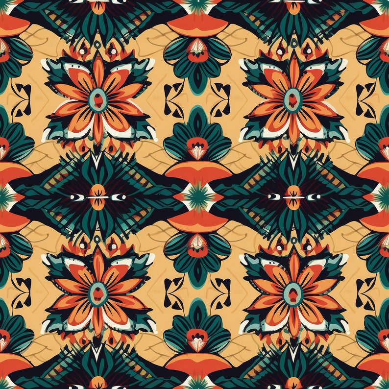 AZTEC FLORAL | 10 Seamless Prints, Flowers Digital Paper, Flowers ...