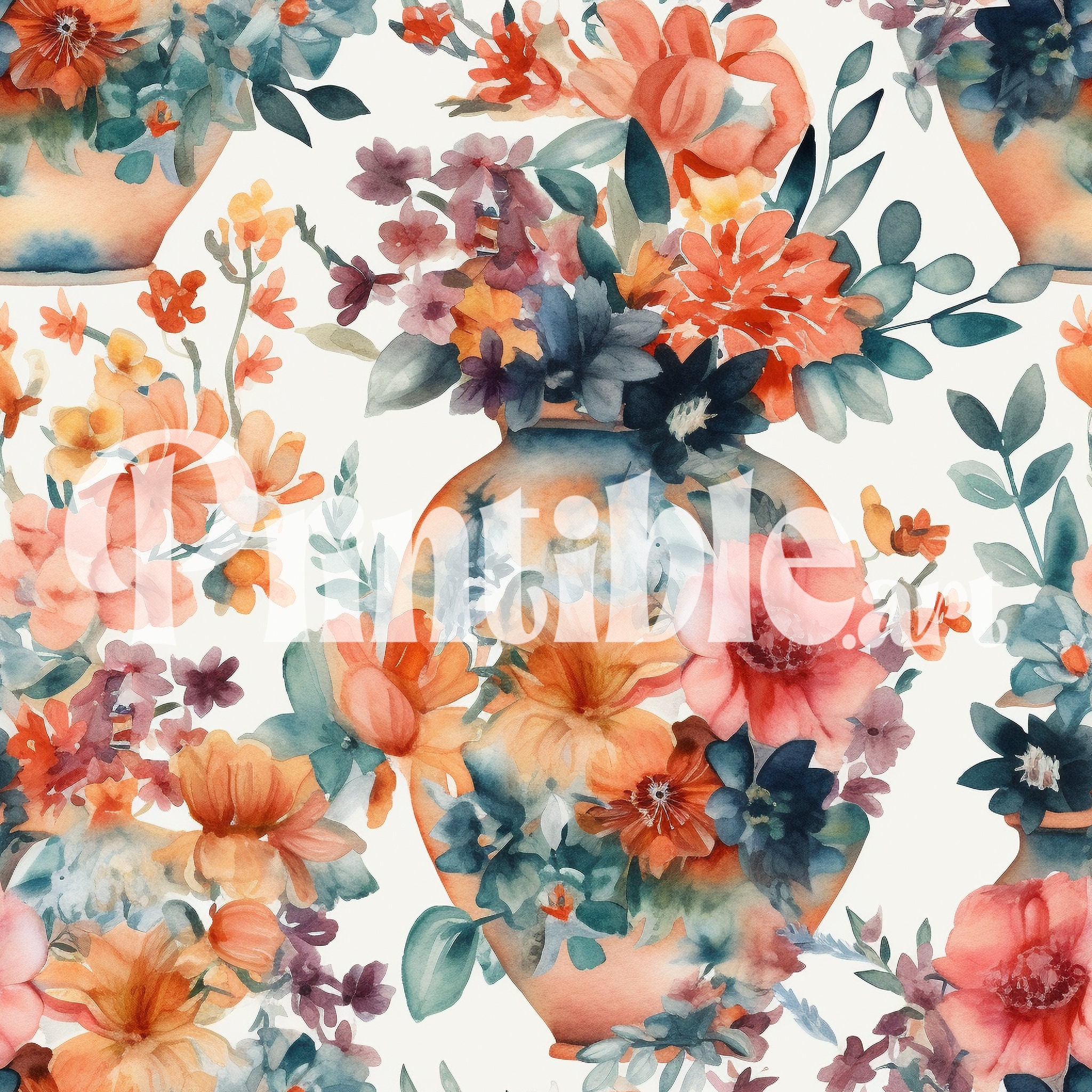WATERCOLOR FLORAL 10 Seamless Prints, Flowers Digital Paper, Repeating ...
