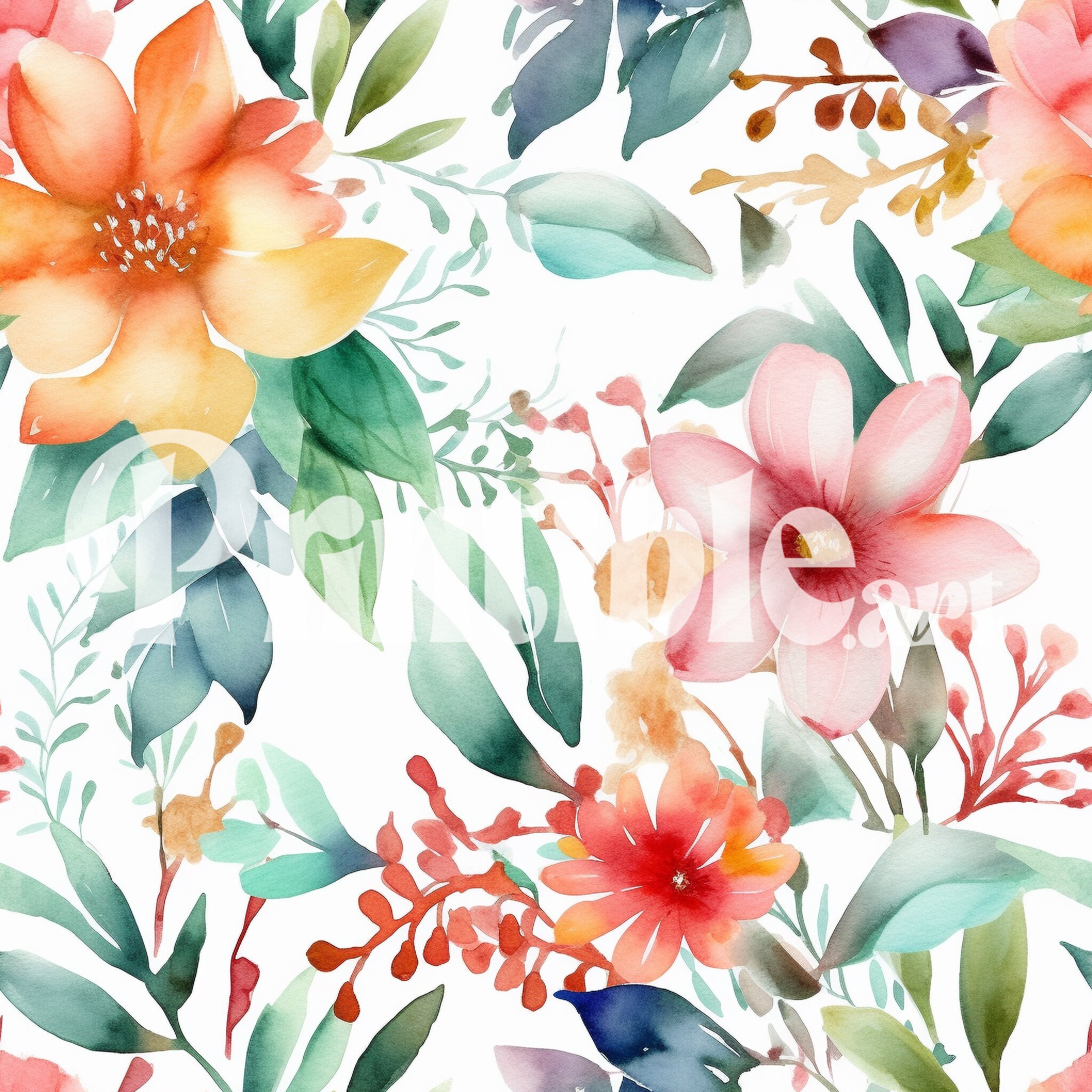 WATERCOLOR FLORAL | 10 Seamless Prints, Flowers Digital Paper ...
