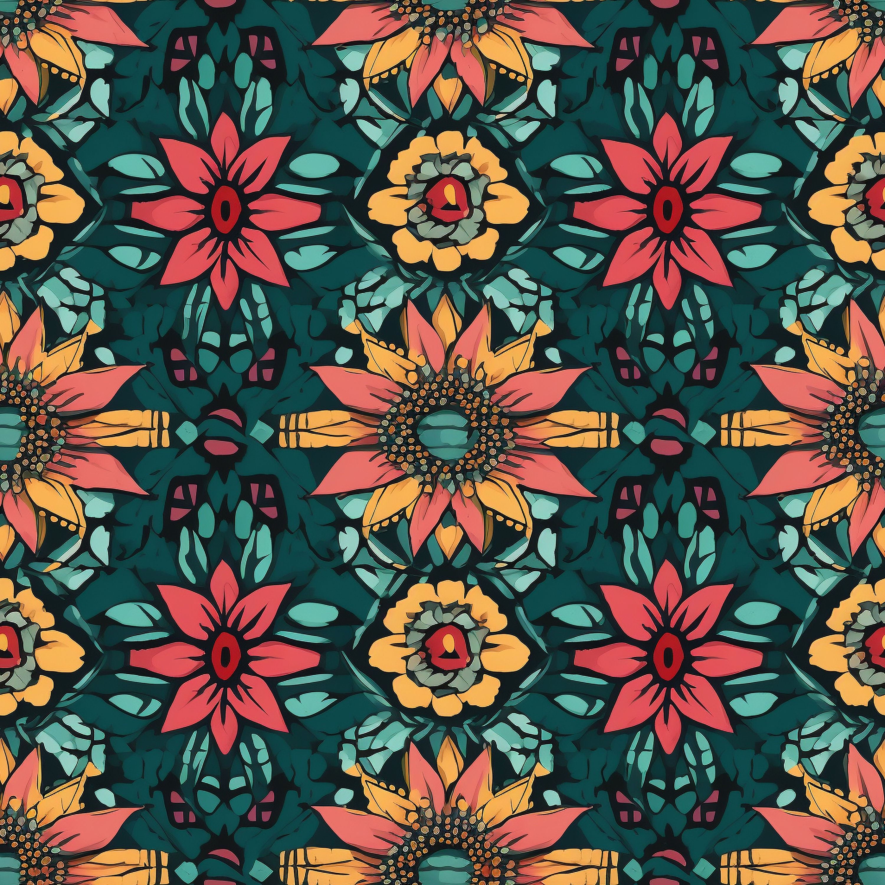 AZTEC FLORAL 10 Seamless Prints, Flowers Digital Paper, Flowers ...