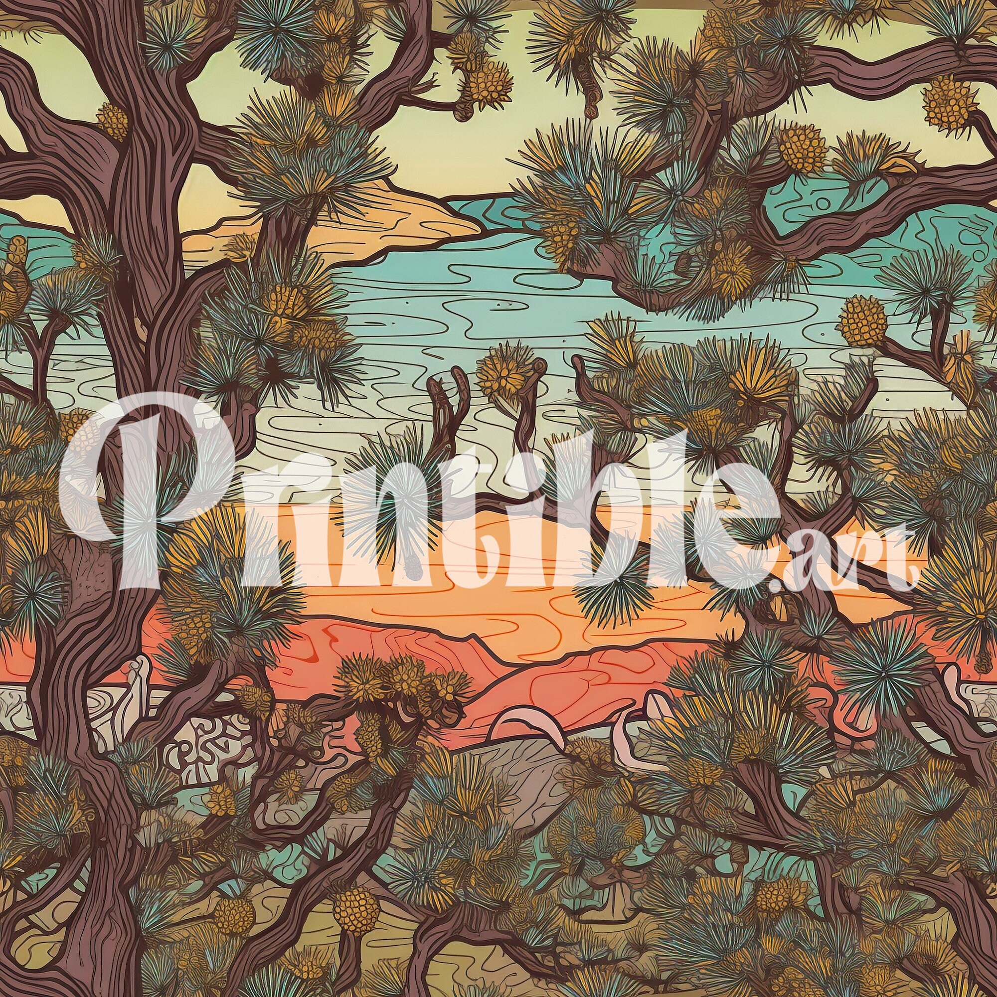 JOSHUA TREE | 10 Seamless Prints, Digital Paper, Joshua Tree Repeating ...