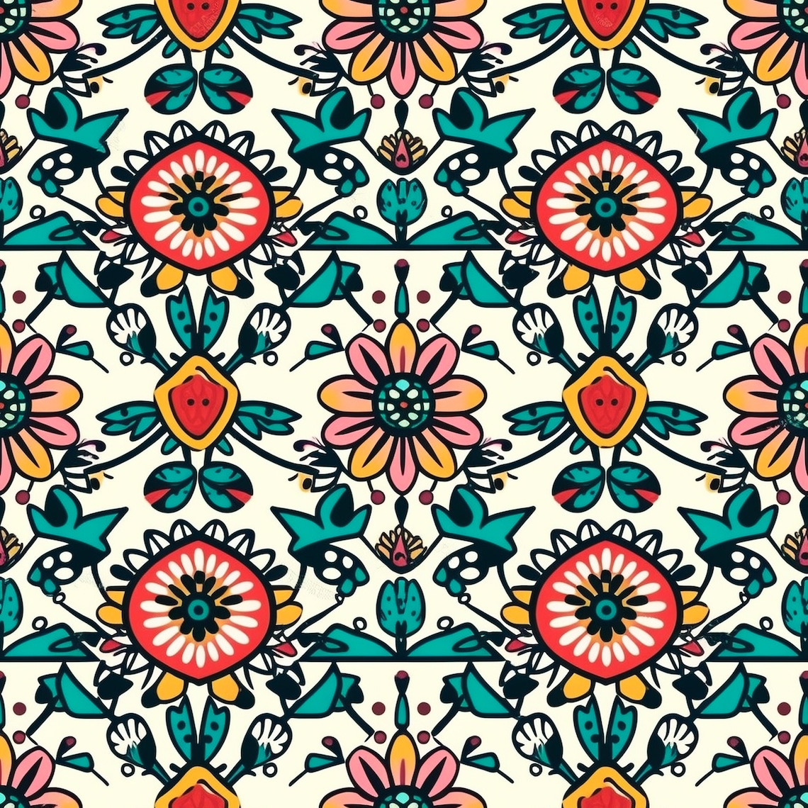 AZTEC FLORAL 10 Seamless Prints Flowers Digital Paper - Etsy