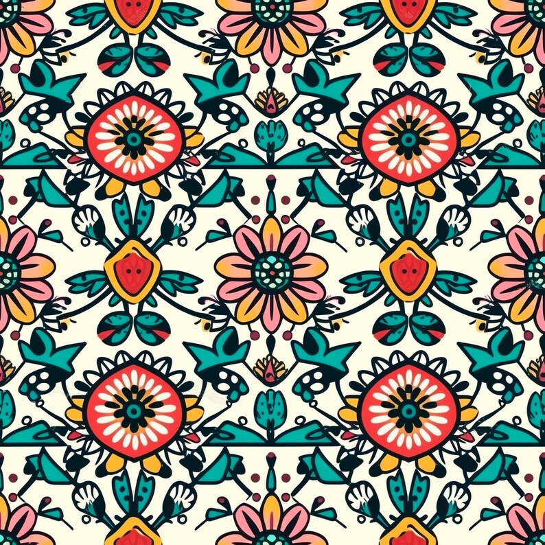 AZTEC FLORAL | 10 Seamless Prints, Flowers Digital Paper, Flowers ...
