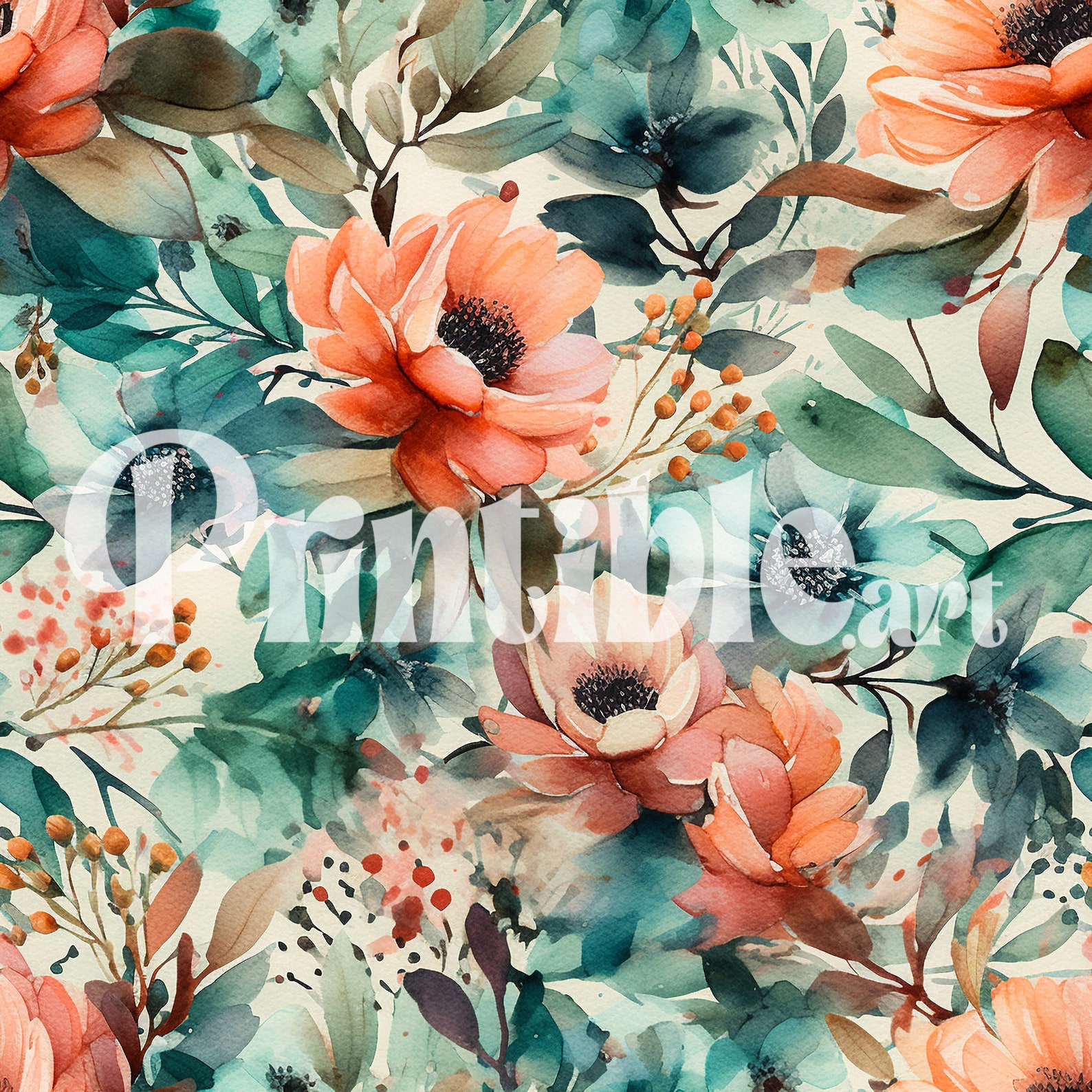WATERCOLOR FLORAL | 10 Seamless Prints, Flowers Digital Paper ...