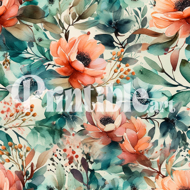 WATERCOLOR FLORAL | 10 Seamless Prints, Flowers Digital Paper ...