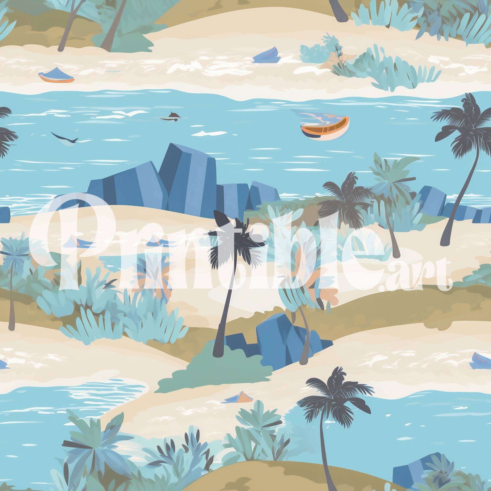 BEACH SCENES | 10 Seamless Prints, Beachy Digital Paper, Tropical ...