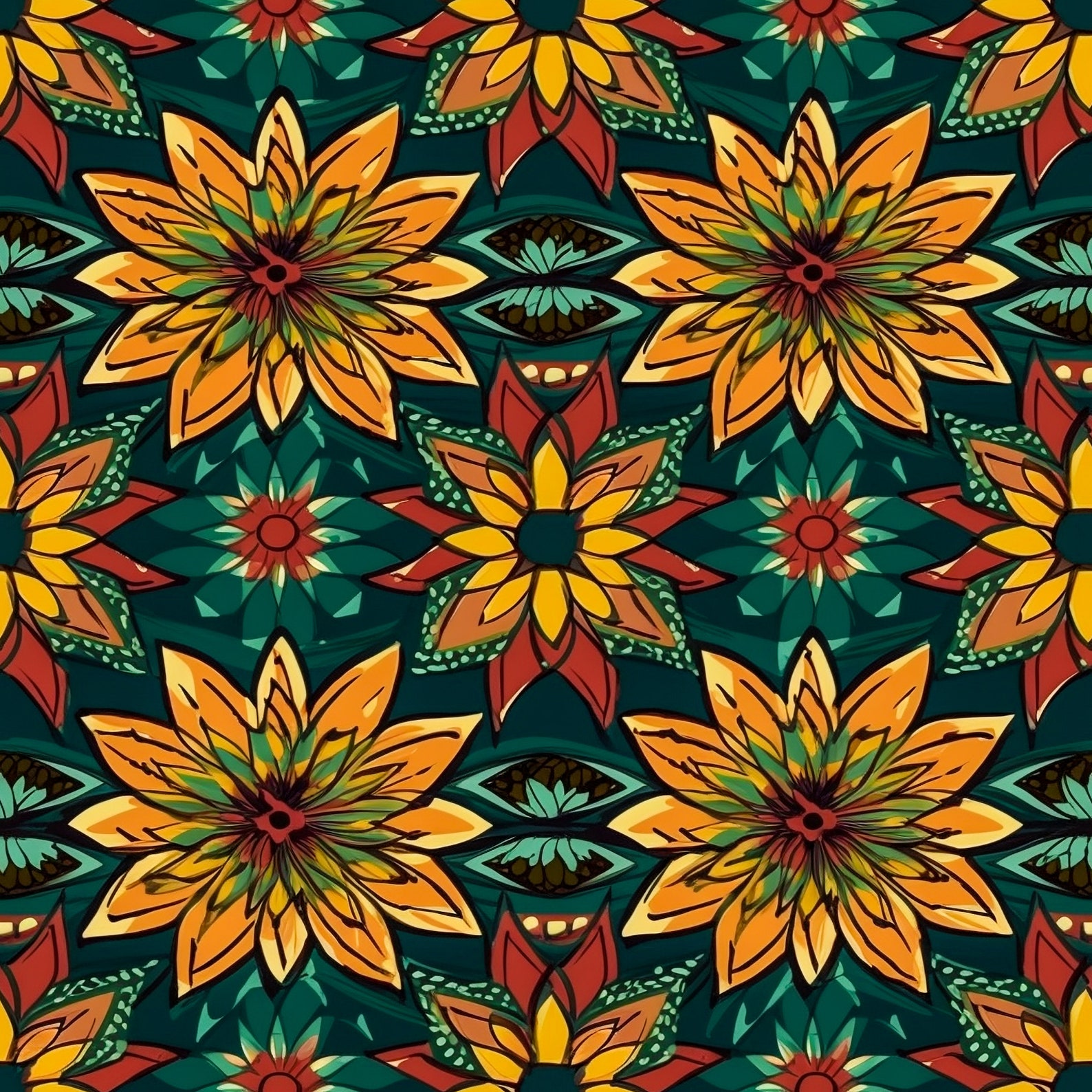 AZTEC FLORAL | 10 Seamless Prints, Flowers Digital Paper, Flowers ...