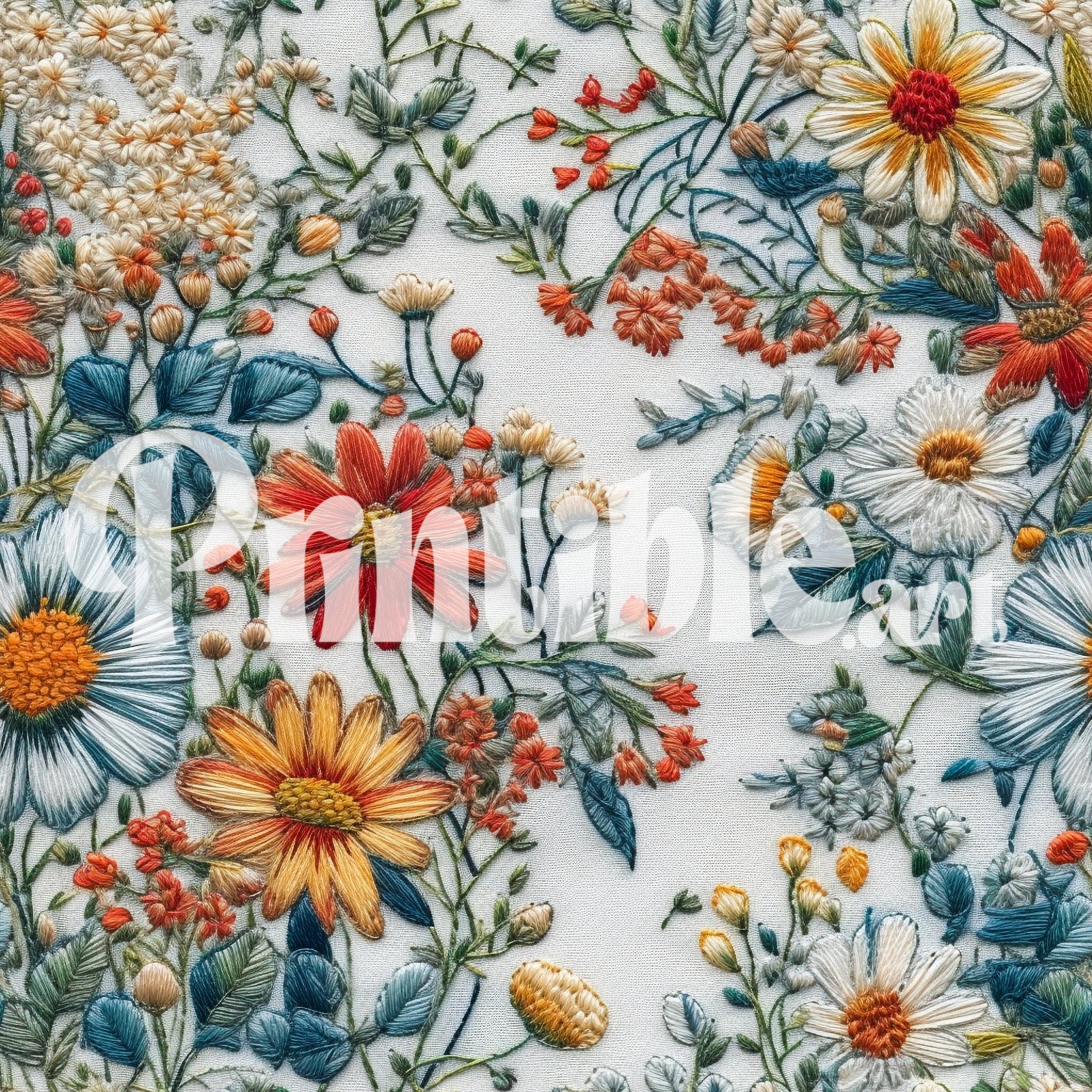 FLORAL EMBROIDERY | 10 Seamless Prints, Floral Digital Paper, Flowers ...