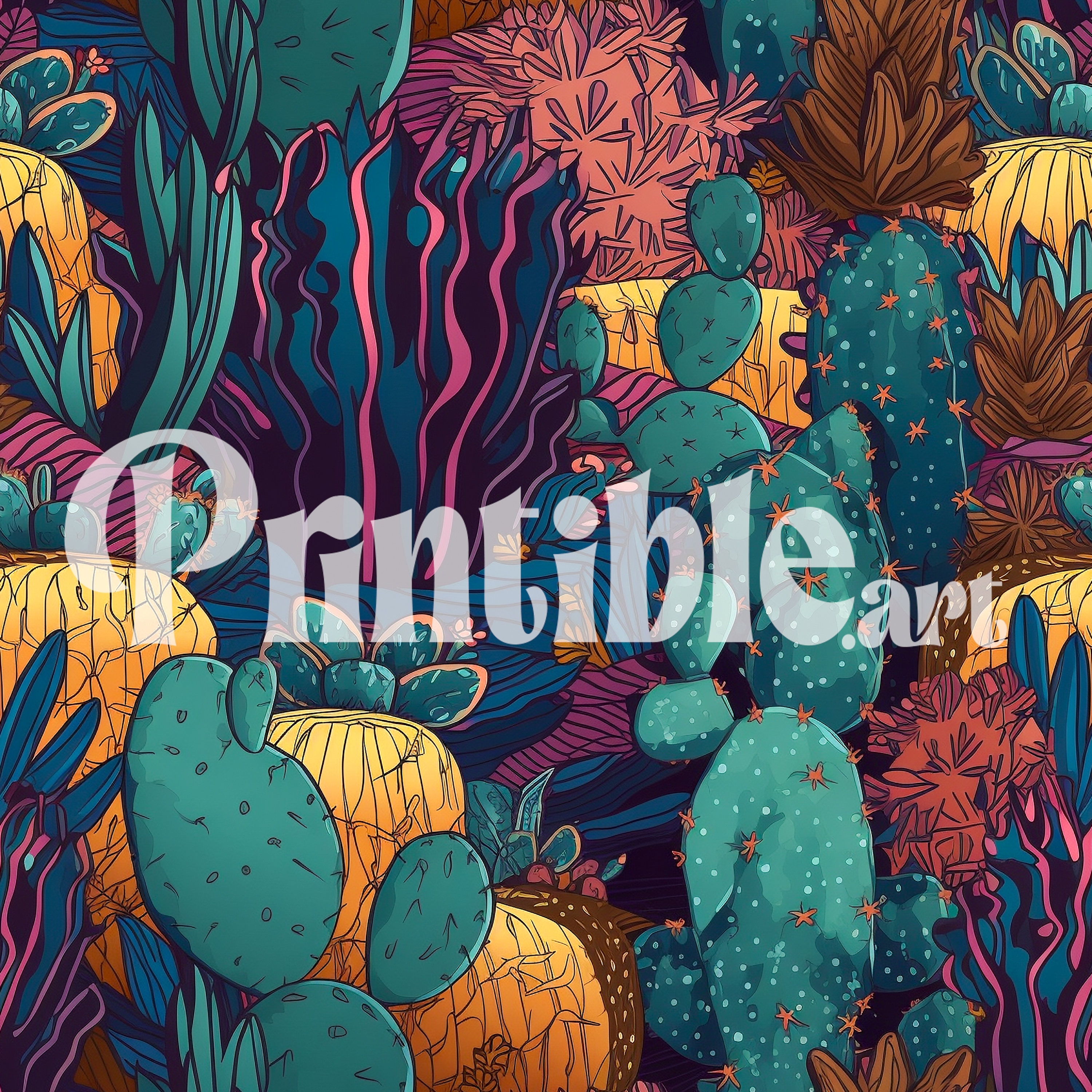 DESERT CACTUS 10 Seamless Prints, Cactus Digital Paper, Blooming Desert ...
