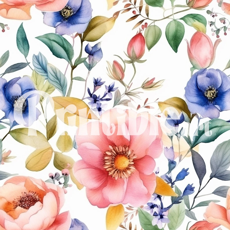 WATERCOLOR FLORAL 10 Seamless Prints Flowers Digital Paper - Etsy