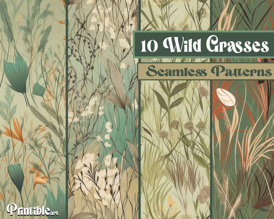 WILD GRASSES | 10 Seamless Prints, Grass Digital Paper, Grasses ...