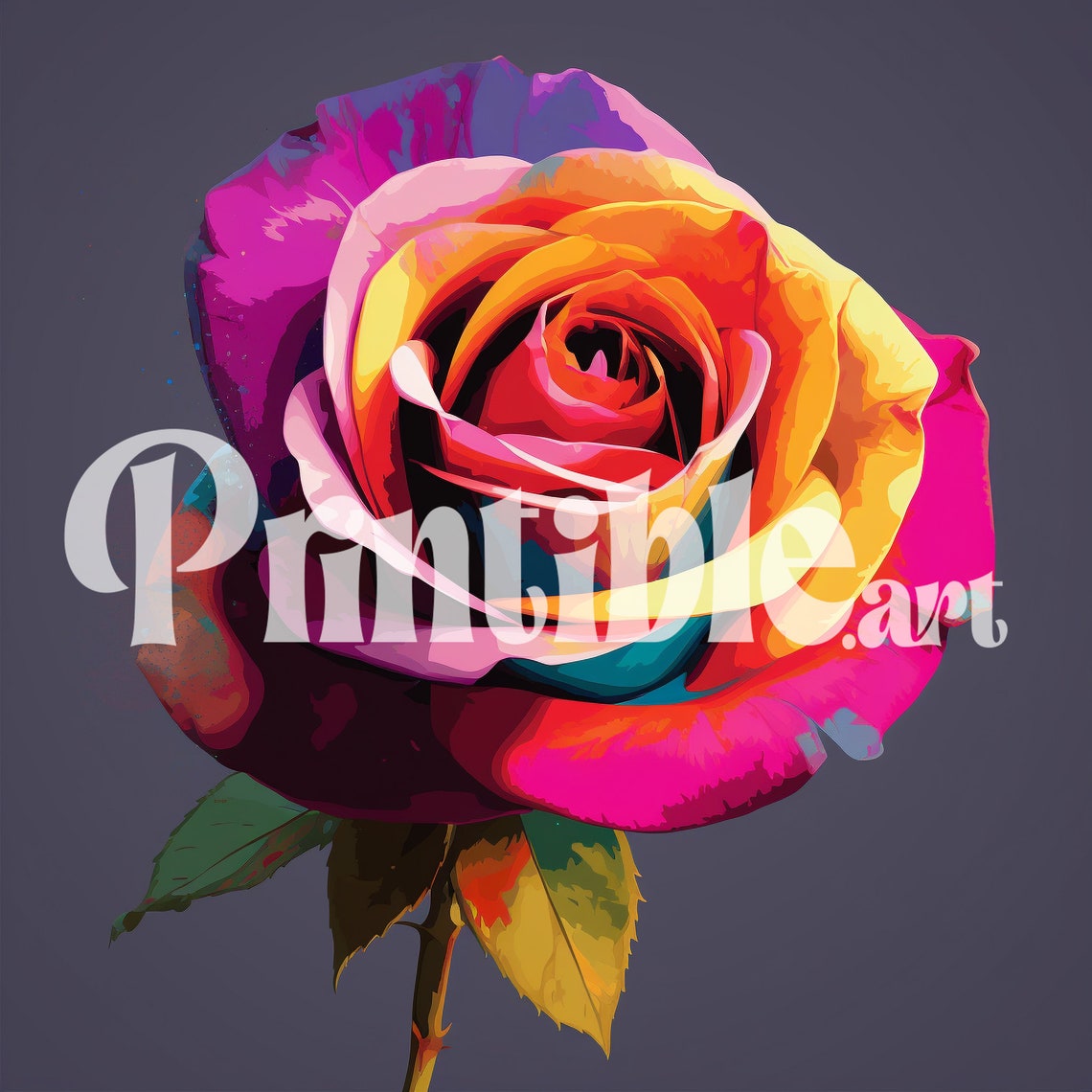 POP ART ROSES 10 Printable Digital Prints Flowers Digital - Etsy