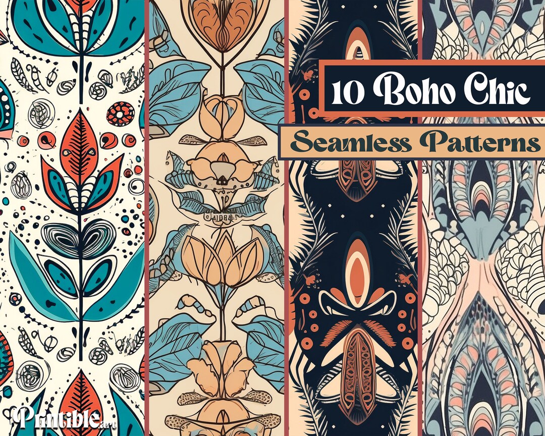 BOHO CHIC | 10 Seamless Patterns, Boho Digital Paper, Repeating Pattern ...