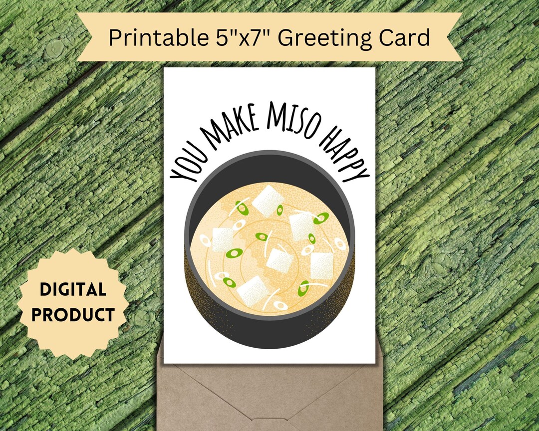Printable You Make Miso Happy Card, Miso Theme Card, Printable Love ...