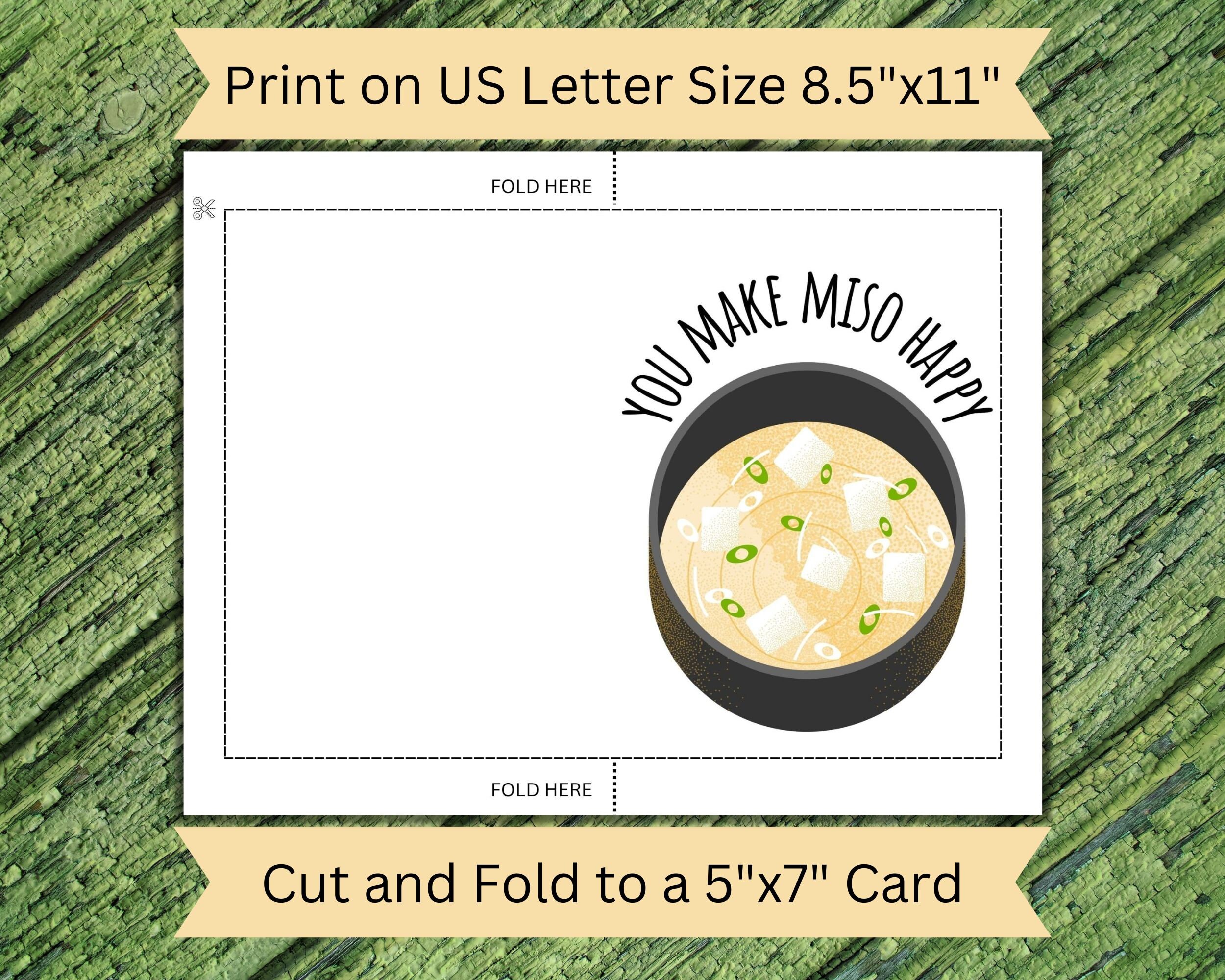 Printable You Make Miso Happy Card, Miso Theme Card, Printable Love Card, Any Occasion Card ...