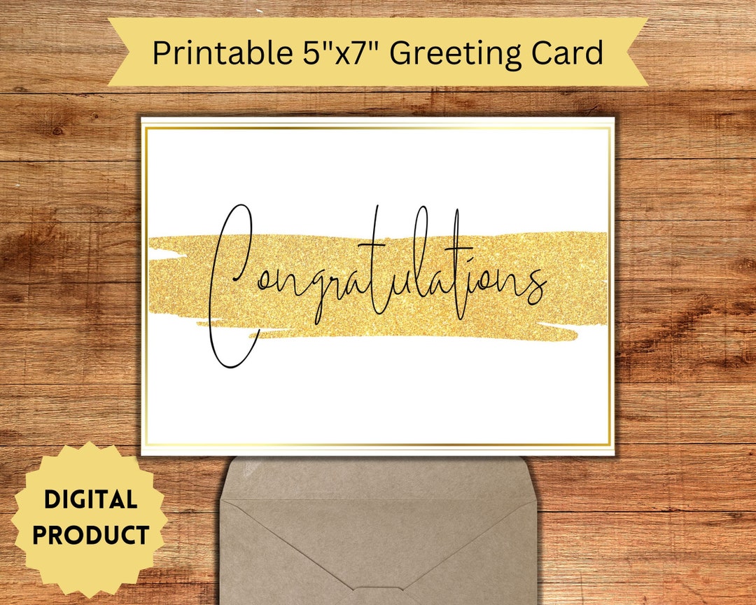 Printable Congratulations Card, Printable Greeting Card, 5x7 Card ...