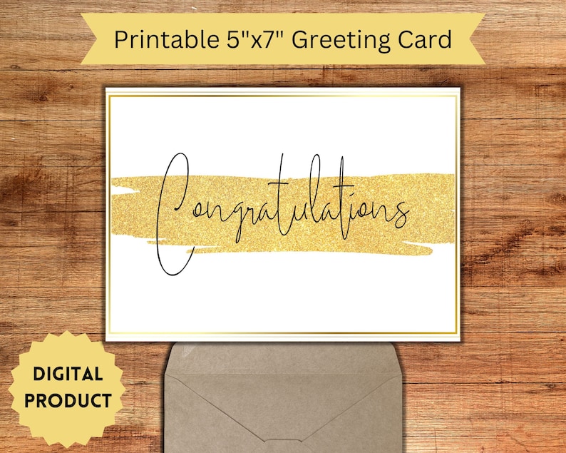 Printable Congratulations Card Printable Greeting Card 5x7 - Etsy