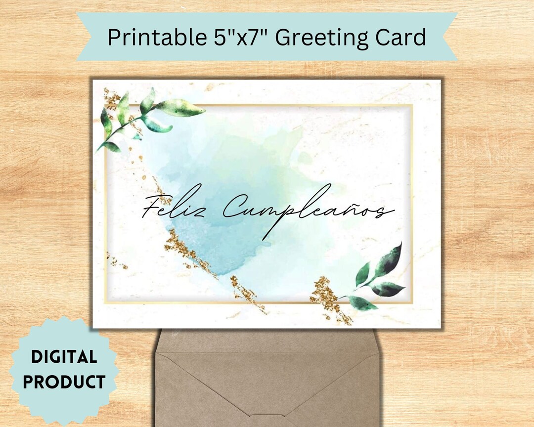 Printable Feliz Cumpleaños Card, Tarjeta De Cumpleaños, Spanish ...