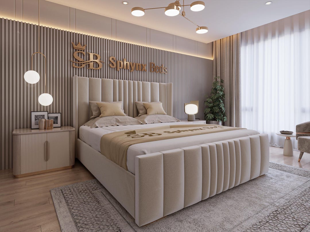 Luxury New Winged Bed Frame Plush Velvet Bed Frame Premium Bedding 4ft6 ...