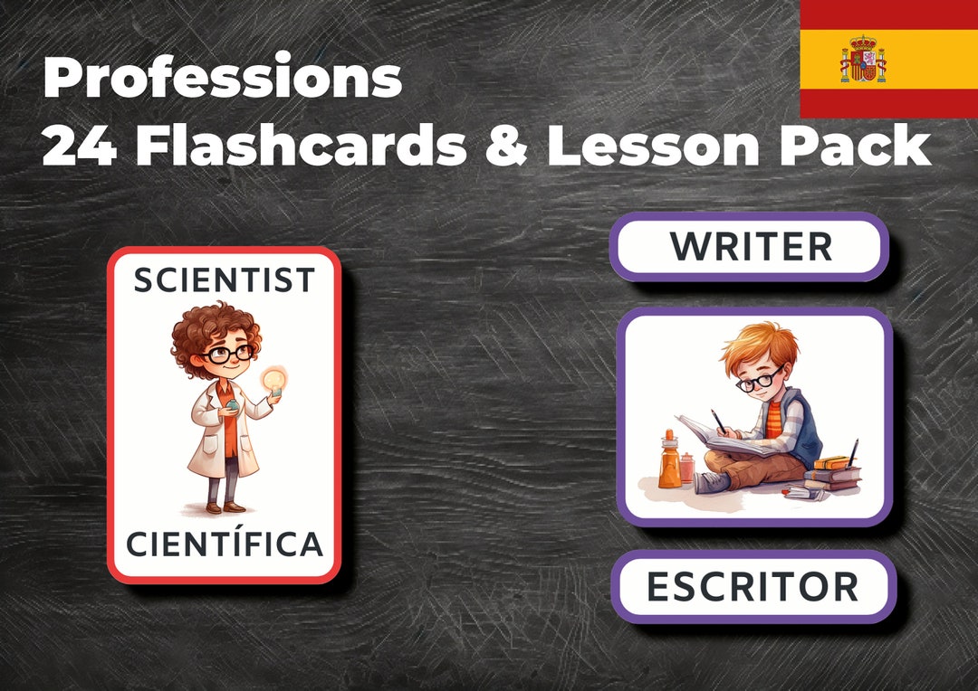 Spanish 24 Professions Vocabulary Flashcards - Complete Lesson ...