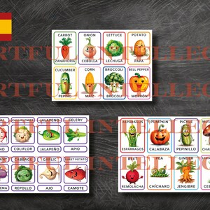 Spanish 24 Vegetable Vocabulary Flashcards - Complete Lesson & Learning ...