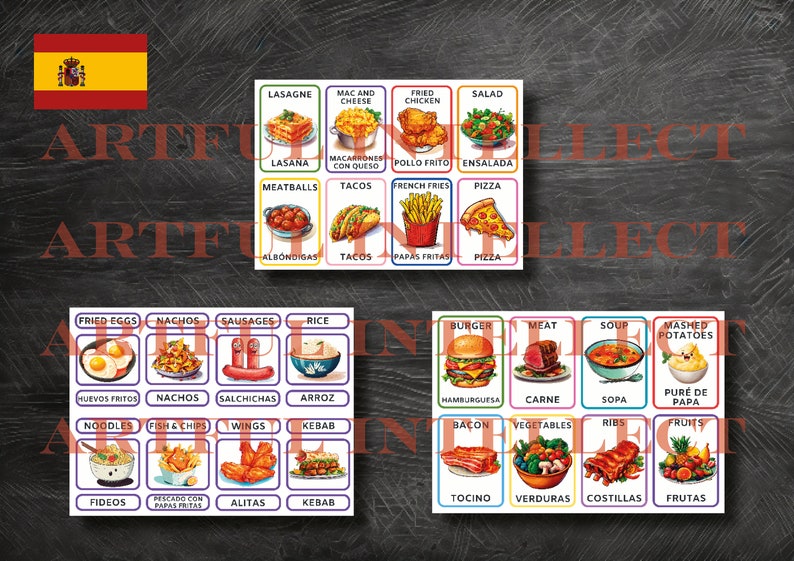 Spanish 24 Food Vocabulary Flashcards - Complete Lesson & Learning Pack ...