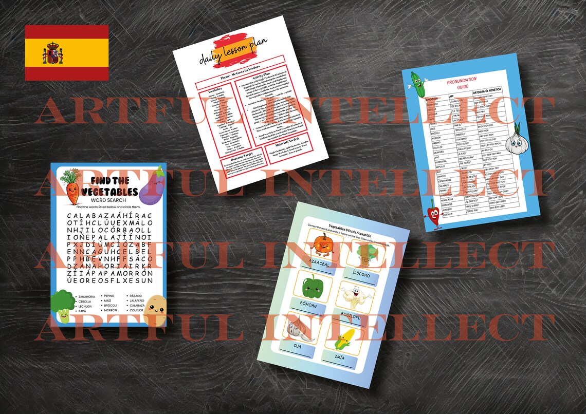 Spanish 24 Vegetable Vocabulary Flashcards - Complete Lesson & Learning ...
