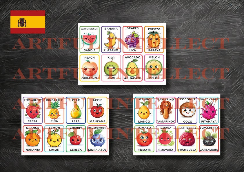 Spanish 24 Fruit Vocabulary Flashcards - Complete Lesson & Learning ...