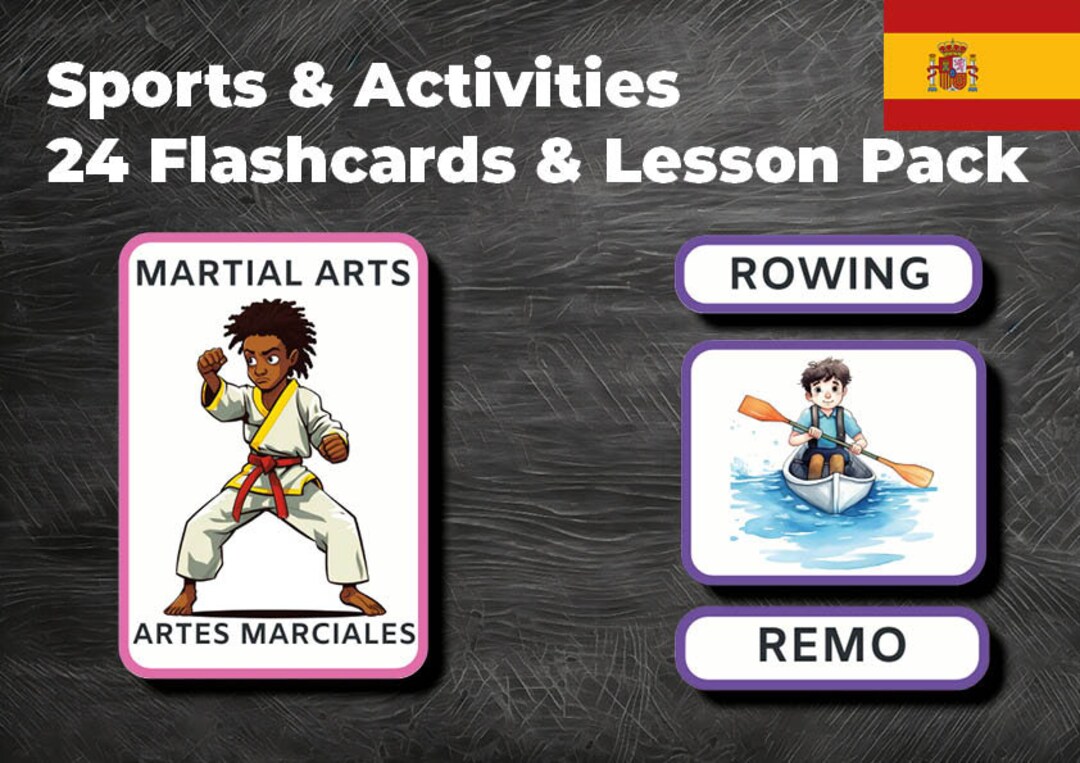 Spanish 24 Sports Vocabulary Flashcards - Complete Lesson & Learning ...