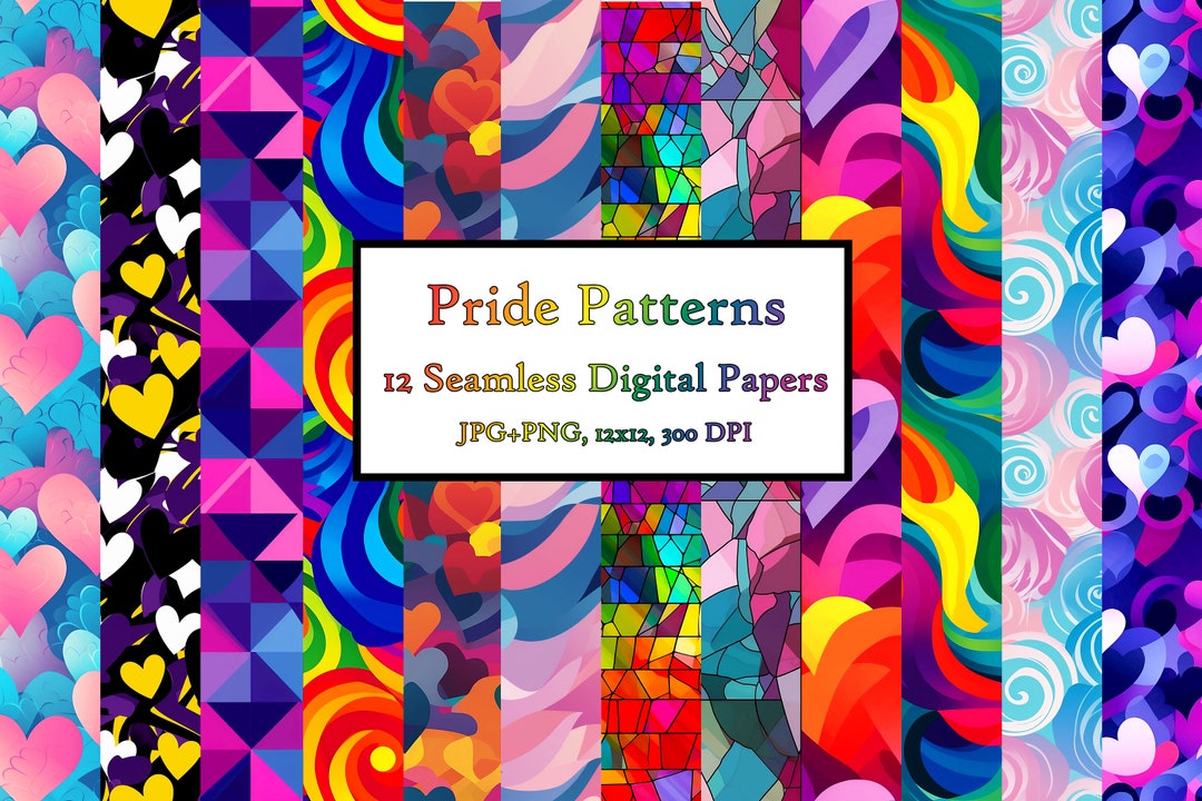 LGBTQ+ Pride Flag Patterns- Seamless Digital Papers, Pride, Scrapbook, Wallpaper Patterns, Pride ...