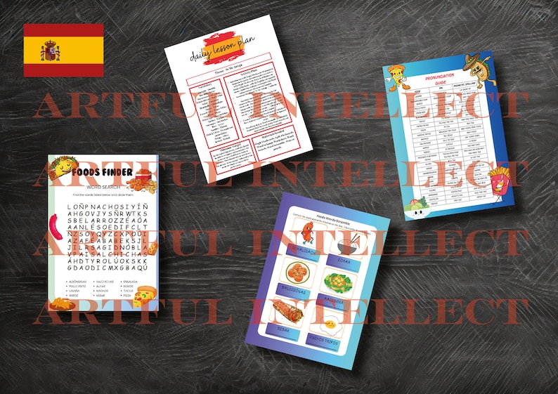 Spanish 24 Food Vocabulary Flashcards - Complete Lesson & Learning Pack ...