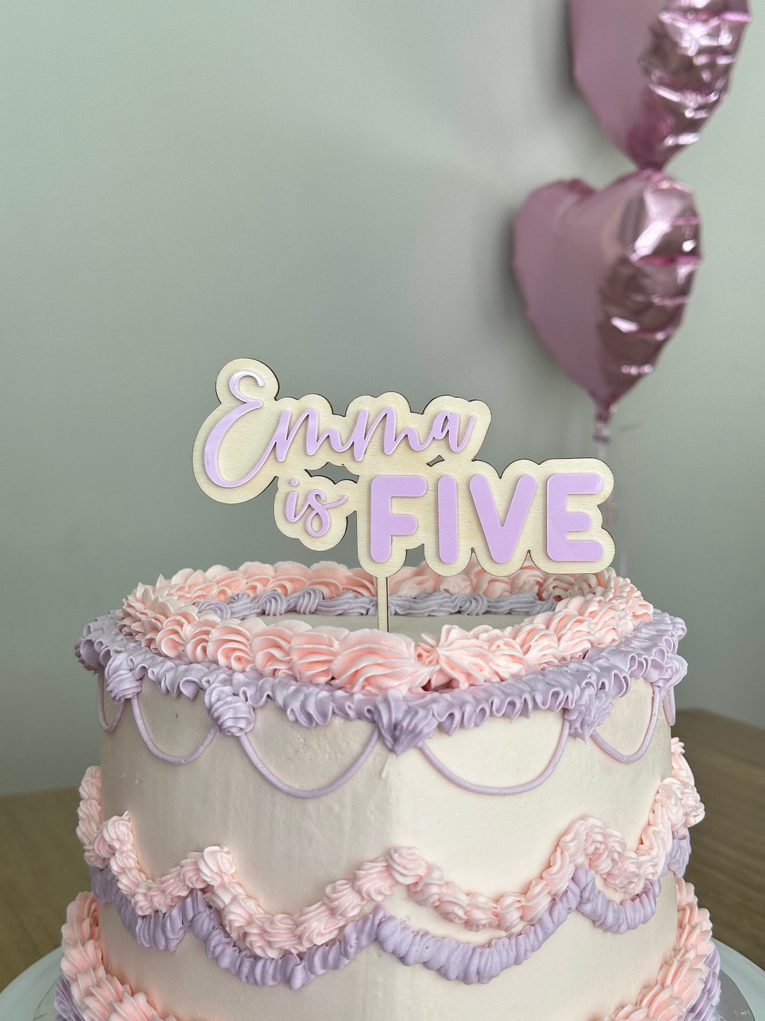 Personalized Name & Age Birthday Cake Topper, Wooden Custom Cake Decor ...