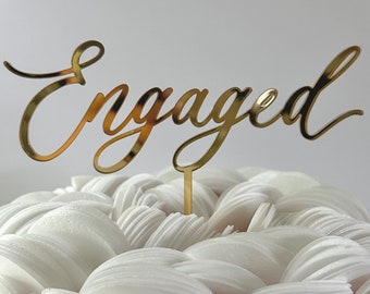 Engaged Cake Charm, Acrylic Cake Plaque, Engagement Cake Topper ...