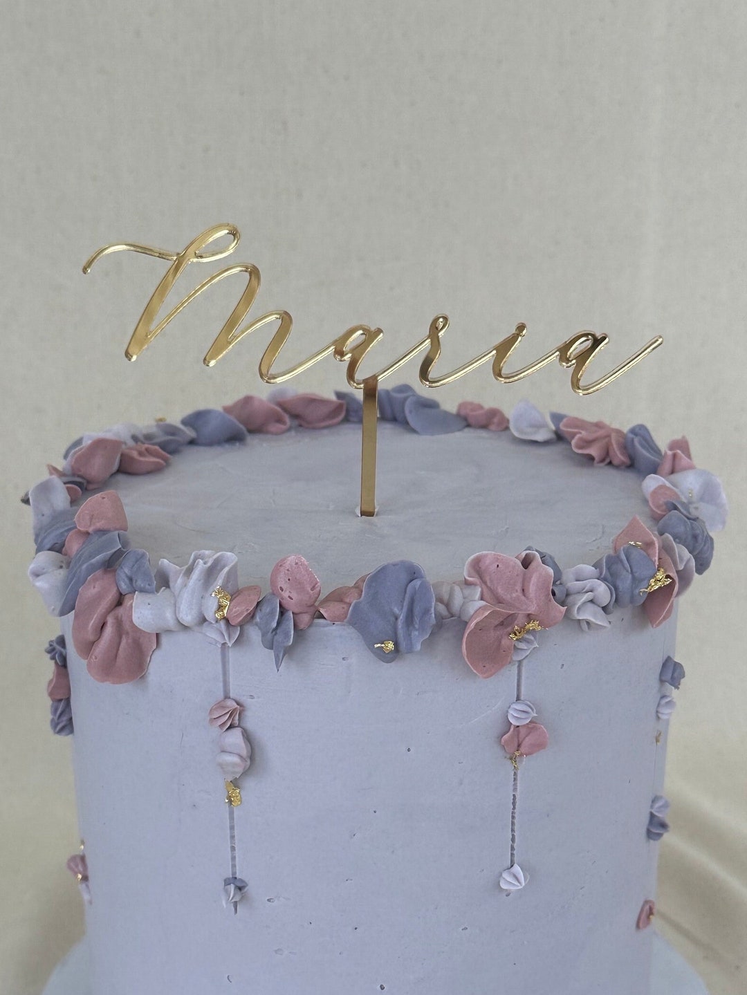 Elegant Name Cake Topper, Personalized Cursive Script Name Cake Charm ...