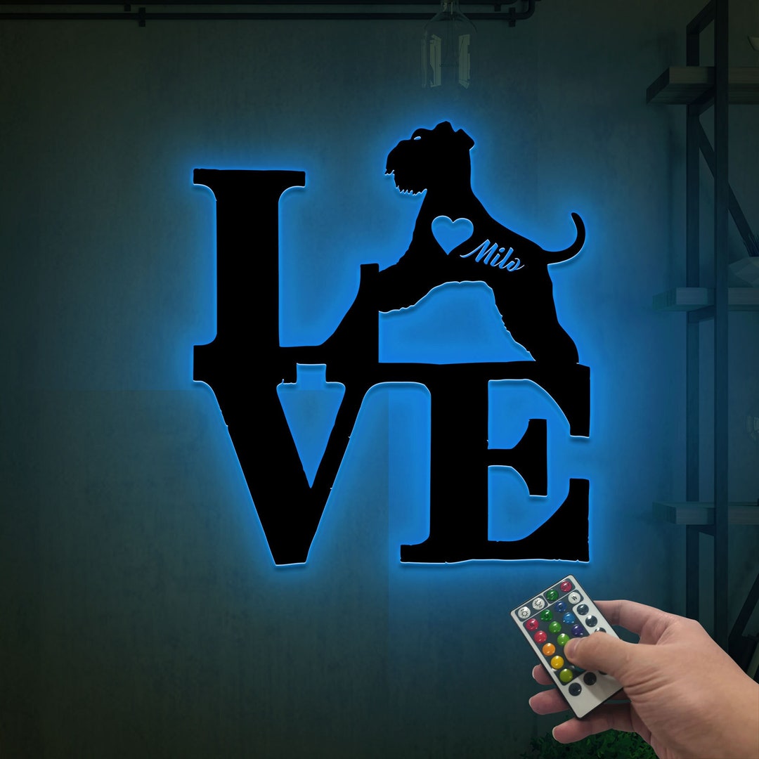 Custom Love Dog Metal Sign Wall Art With Led Lights, Miniature ...