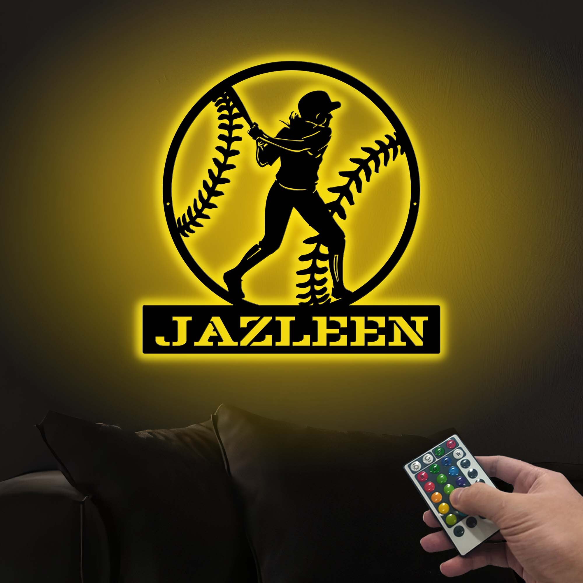 Custom Softball Metal Sign With Lights, Personalized Softball Player ...