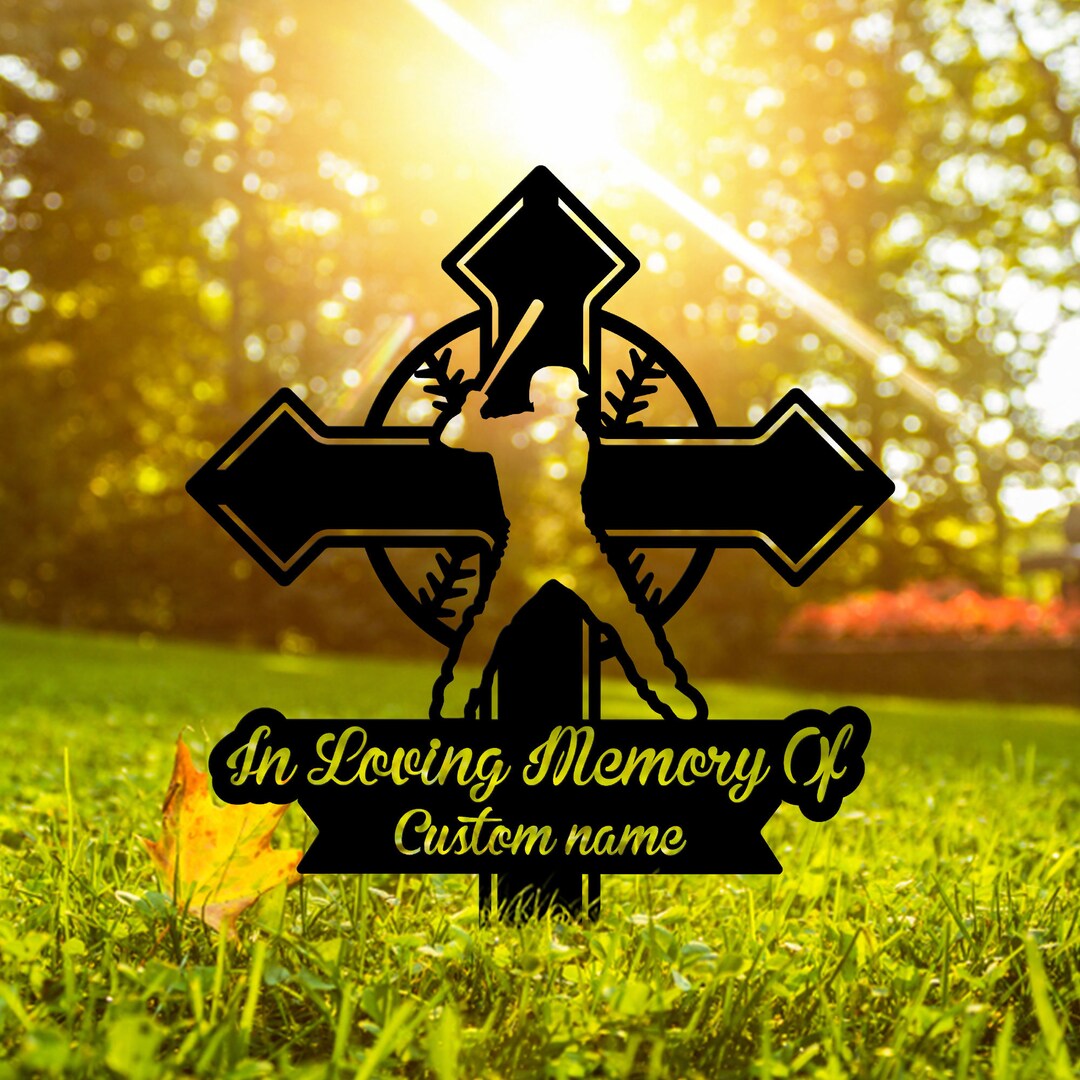 Personalized Baseball Player Memorial Stake, Baseball Metal Stake ...
