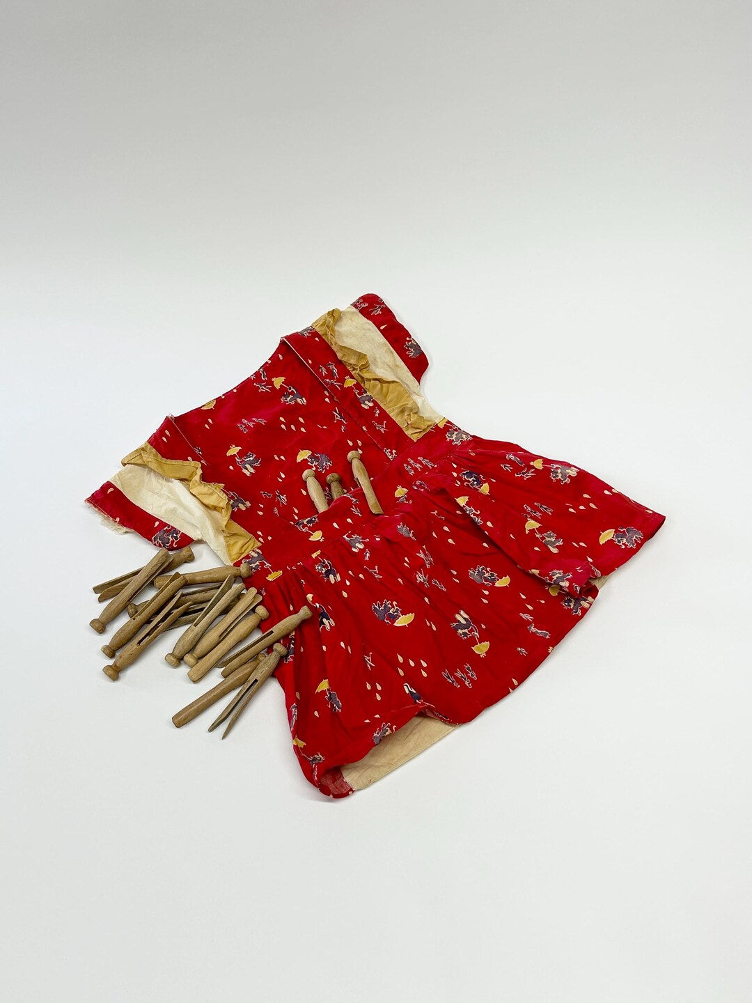 Vintage 1950s Clothes Pin Dress, Retro, Clothes Pin Holder, Bag Holder ...