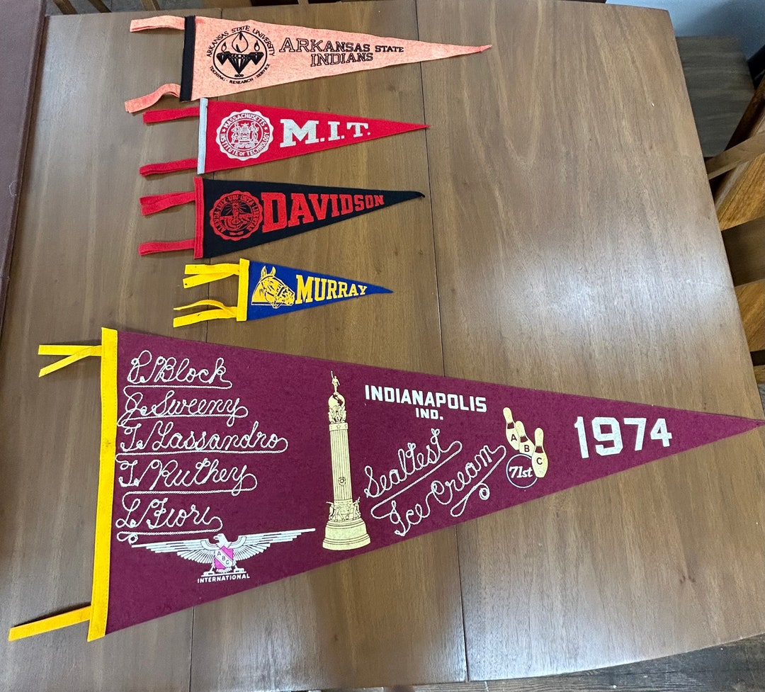 Vintage University Pennant - MIT - Davidson - Arkansas State - Etsy