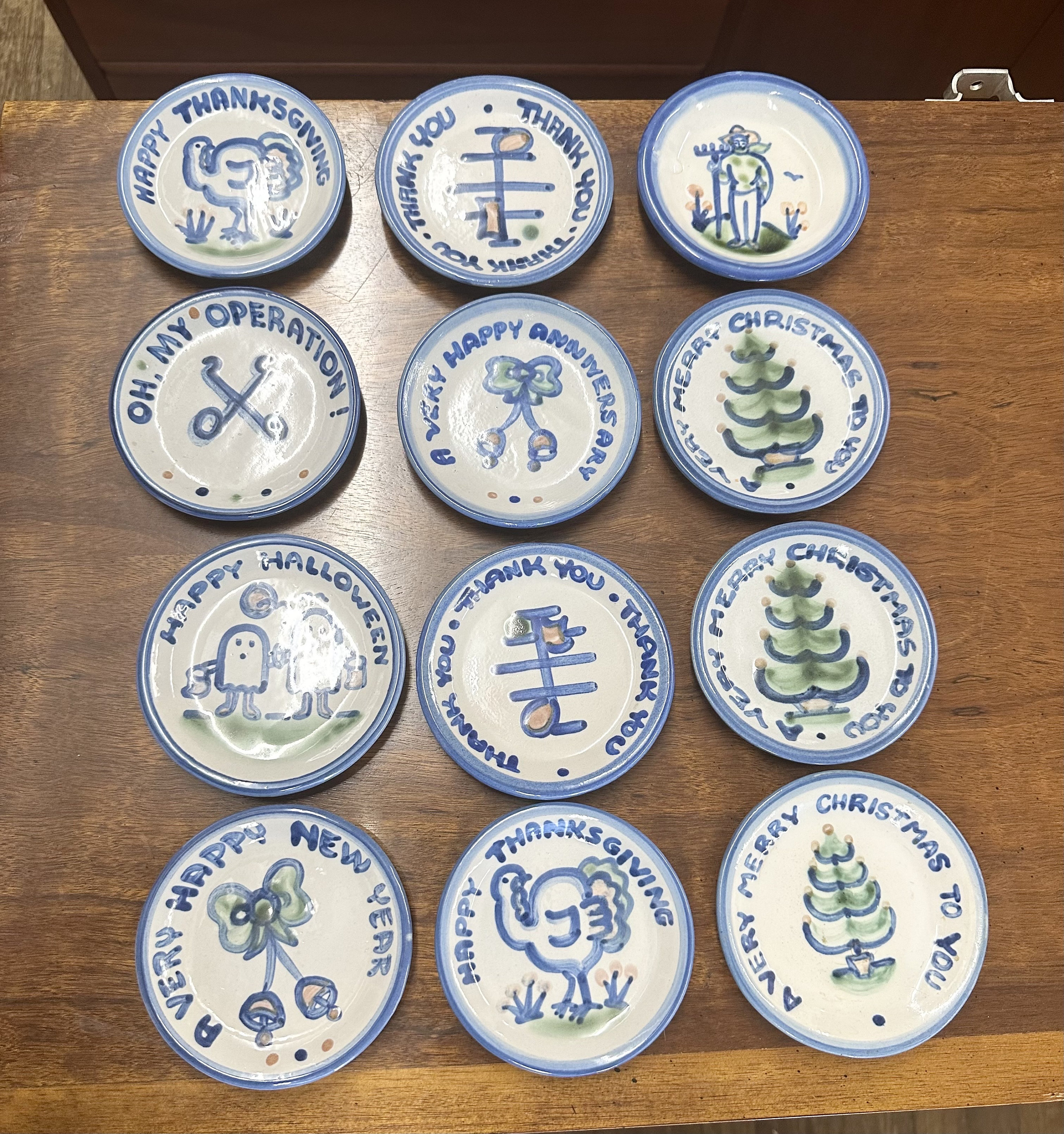 M.A. Hadley 4 Plates, Coasters, Trinket Dish, Louisville Kentucky ...