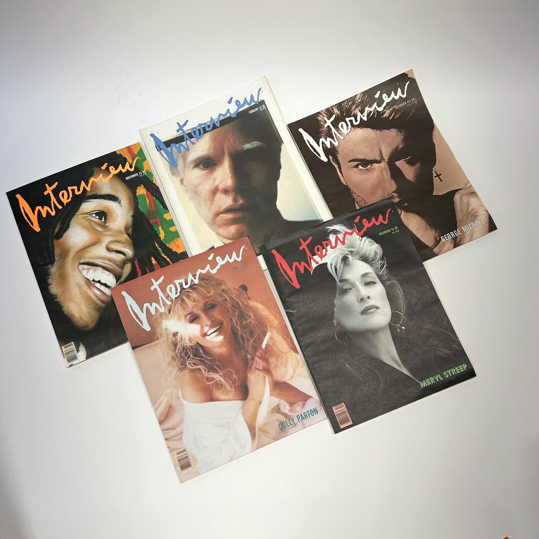 Vintage 1980s Andy Warhol Interview Magazine, Dolly Parton, Meryl Streep, George Michael, Ziggy ...