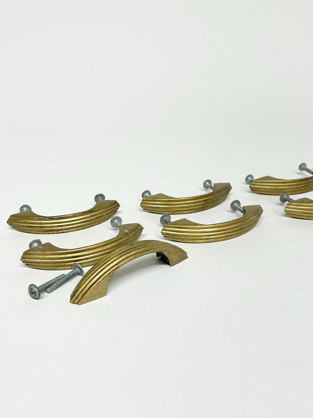 Vintage Art Deco Metal Drawer Handles, Antique Pulls, Cabinet Handles ...
