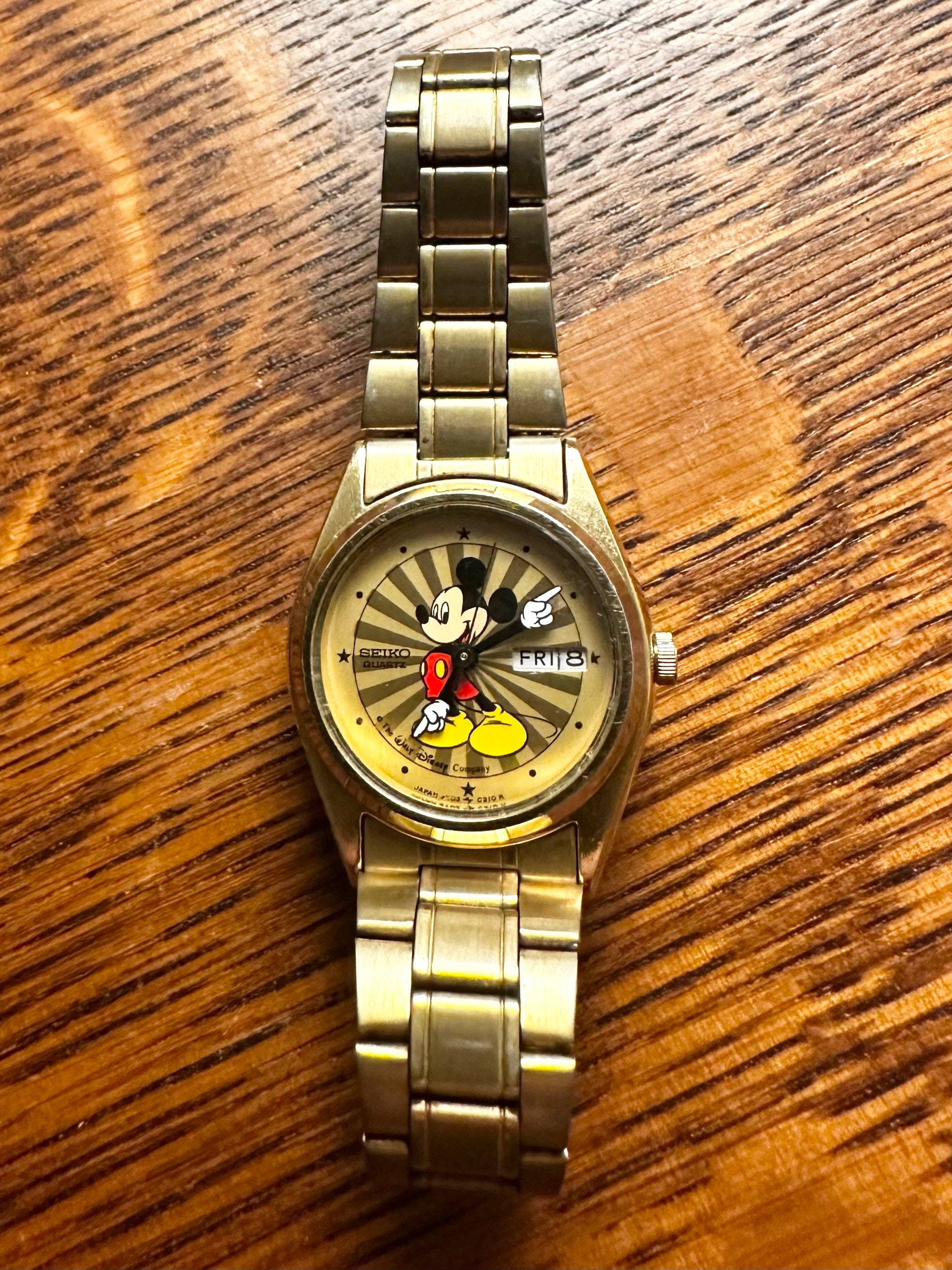 Vintage Seiko Women's Starburst Dial Watch, Mickey Mouse, Gold, New ...