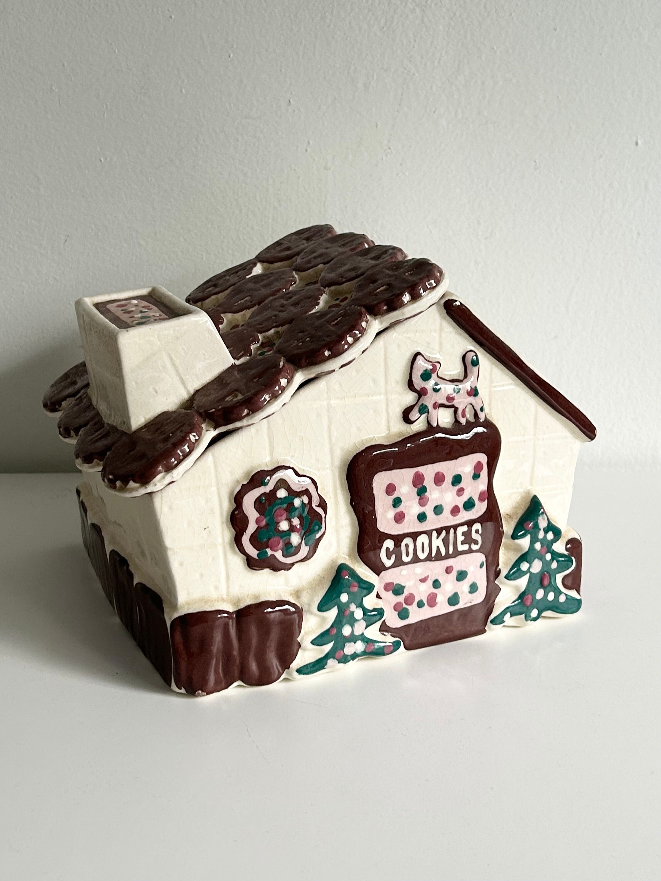 Vintage California Cleminson's Hand Painted Cookie Jar, Gingerbread House, Handmade Christmas ...
