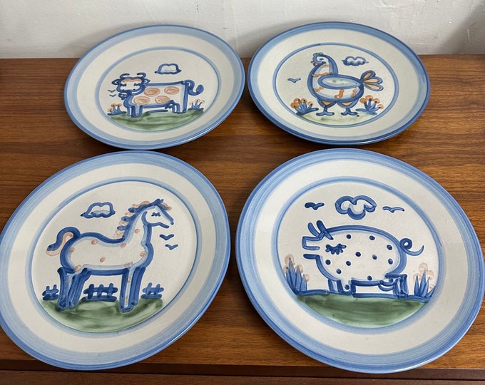 M.A. Hadley Dinner Plates, Country Collection, Signed Pottery, Farm ...