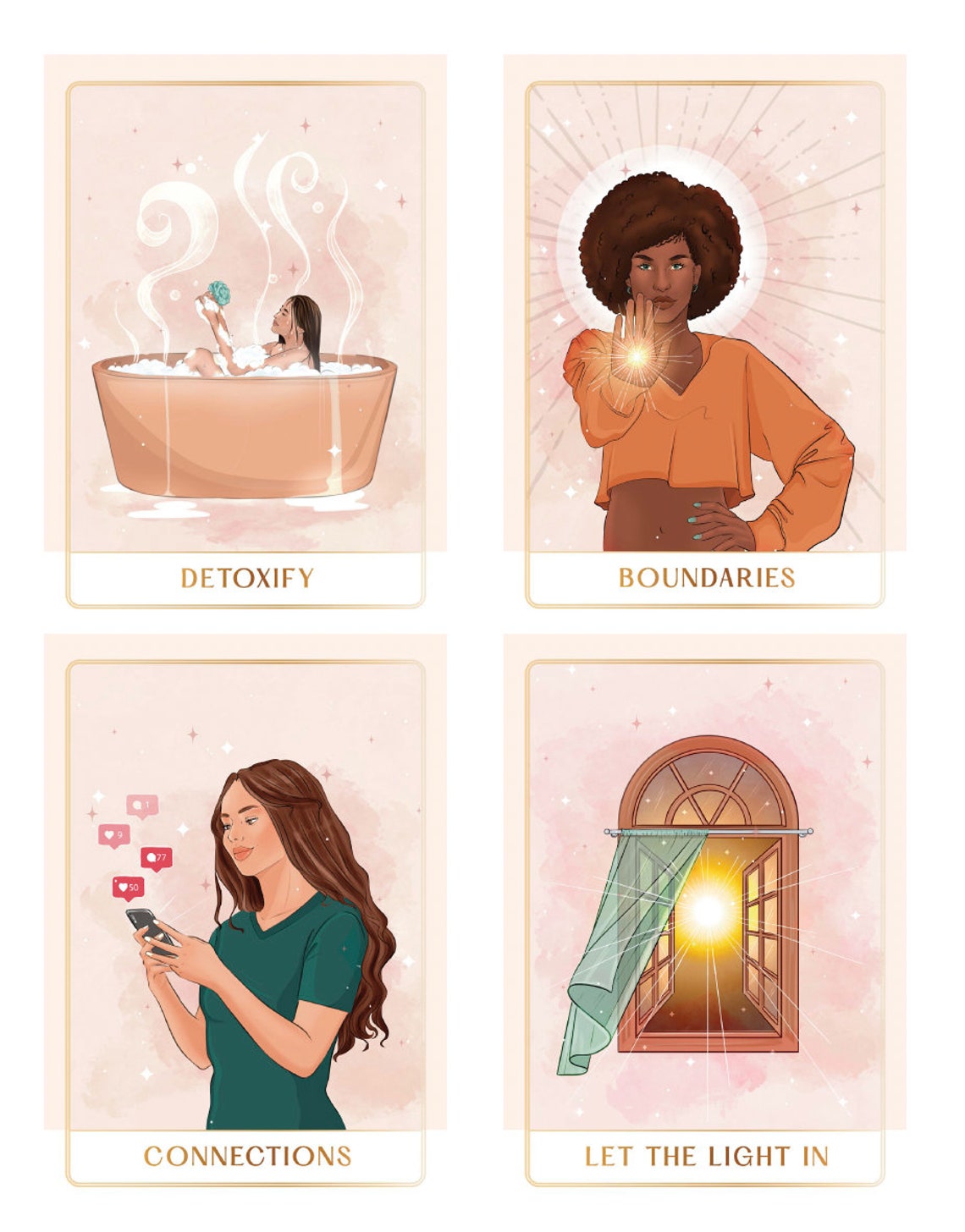 Printable Empath Detox Oracle Card Deck | Instant Download | 44 Cards ...